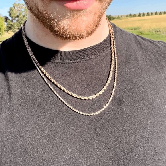 Jewelry | 5mm 2mm 18k Rose Gold Ropechain Necklace Bundle Stack Twist ...